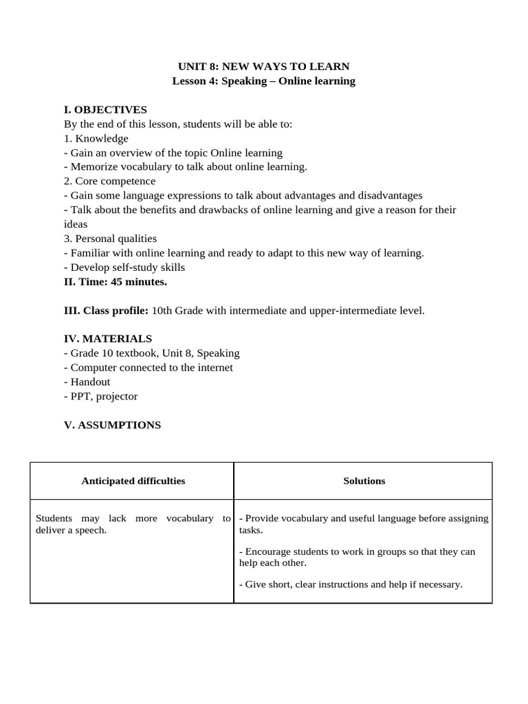 Lesson Plan Group 6-Teaching Speaking | PDF | Educational Technology | Learning