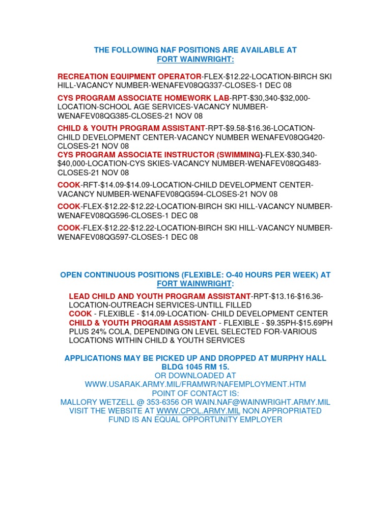 Naf Positions 18 Nov 08 | PDF