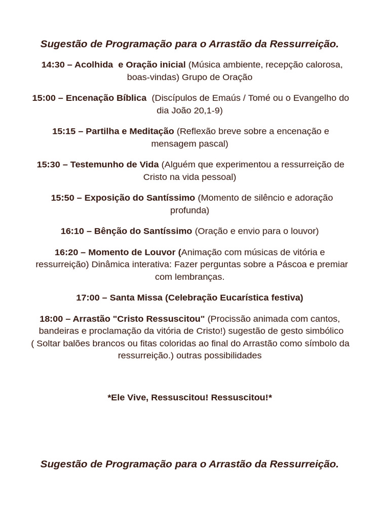Roteiro para o Arrastão Da Ressur | PDF | Oração | Eucaristia
