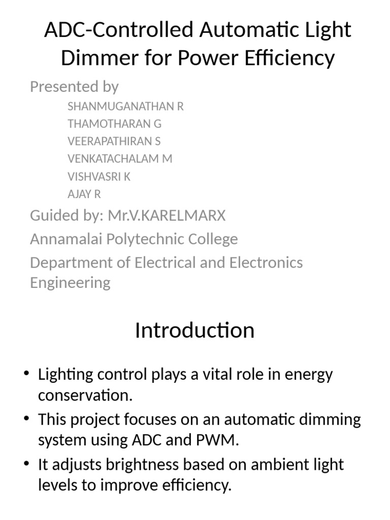 ADC-Based Automatic Light Dimming System | PDF | Lighting | Analog To ...