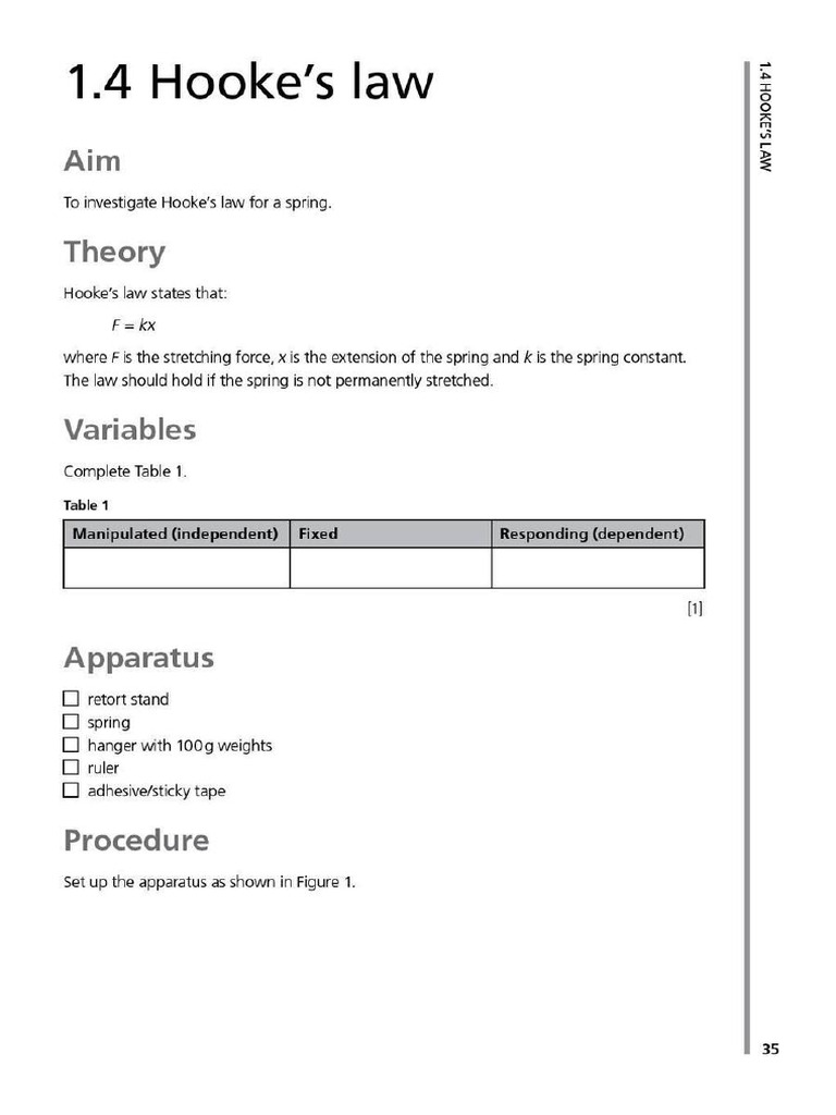 Practical Activity Sheet - Hooke's Law, Balancing Beam & Centre of Mass ...