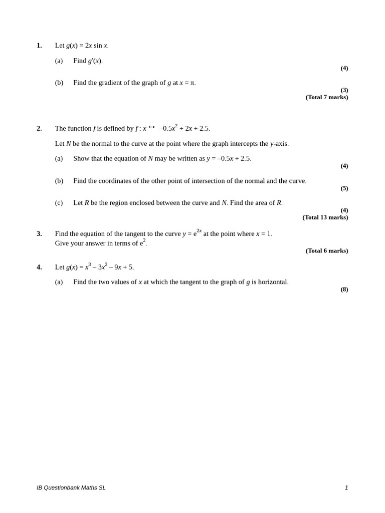 Gr11 AASL - Calculus - IB | PDF | Tangent | Trigonometric Functions