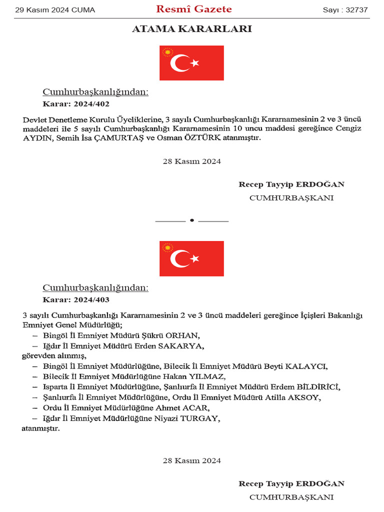 Atama Kararlari: Resmî Gazete | PDF