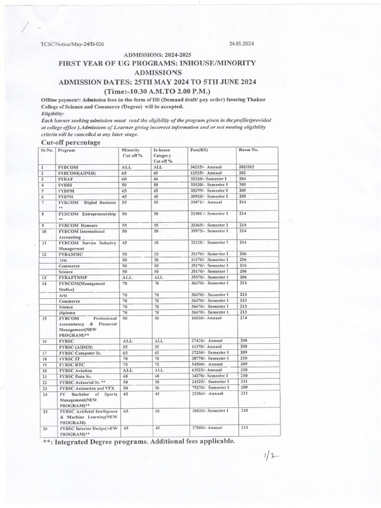 Cut Off Percentage | PDF