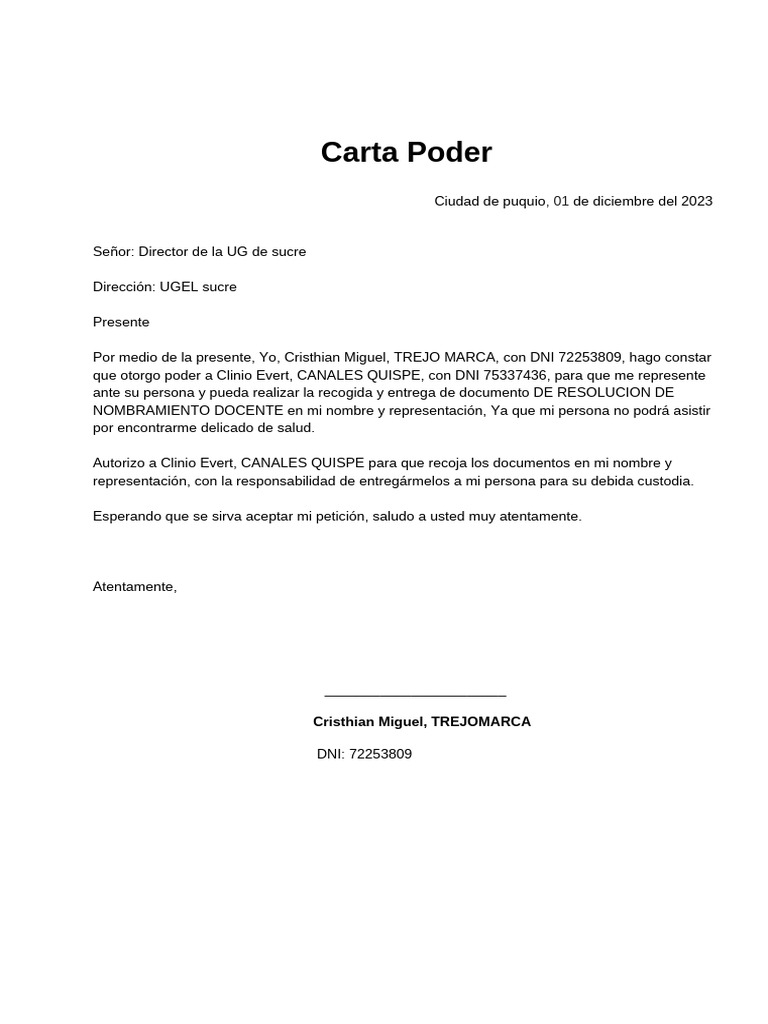 Carta-Poder-para-recoger-documentos | PDF