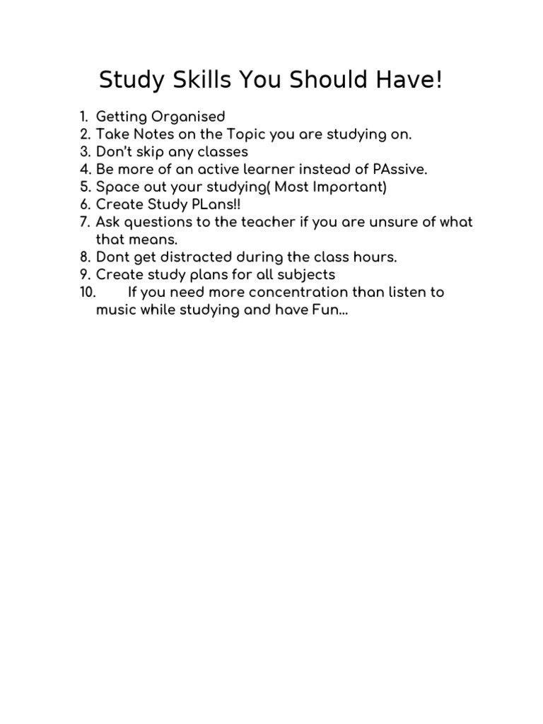 Study Skills You Should Have | PDF