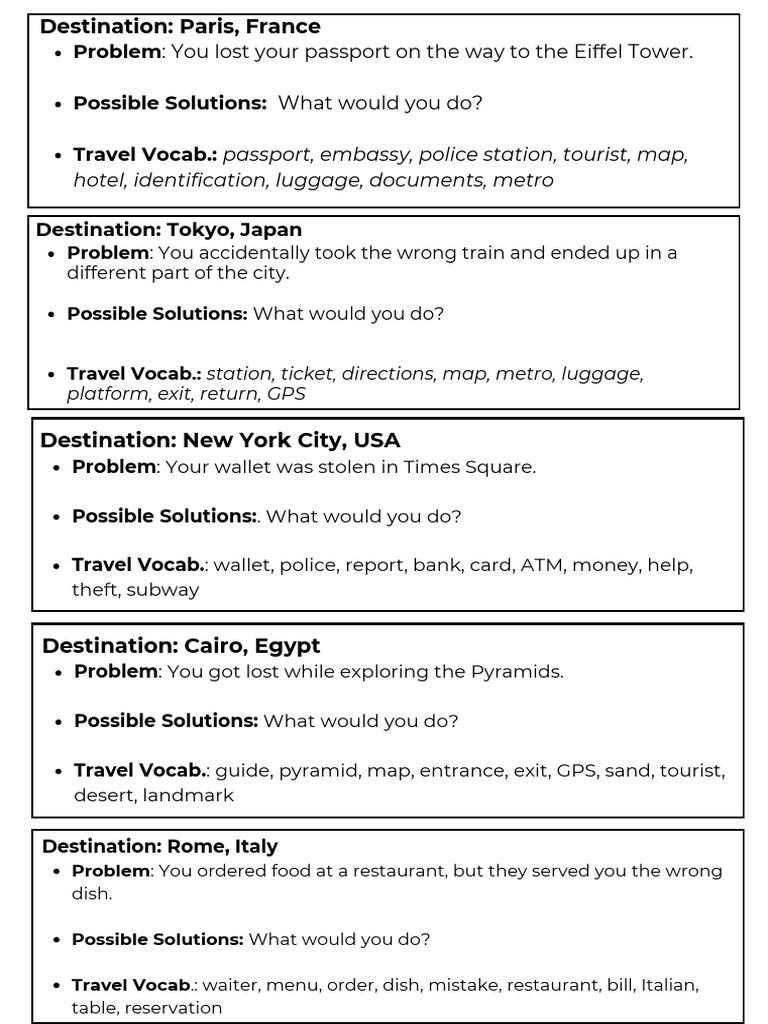 Travel Troubles: Solutions for Tourists | PDF
