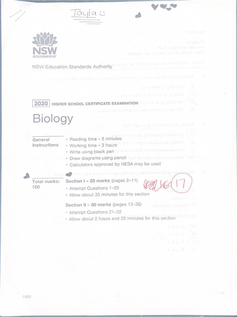 2020 Hsc Bio | PDF