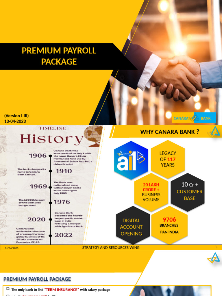 Canara Bank Premium Payroll Package Overview | PDF | Financial Services ...