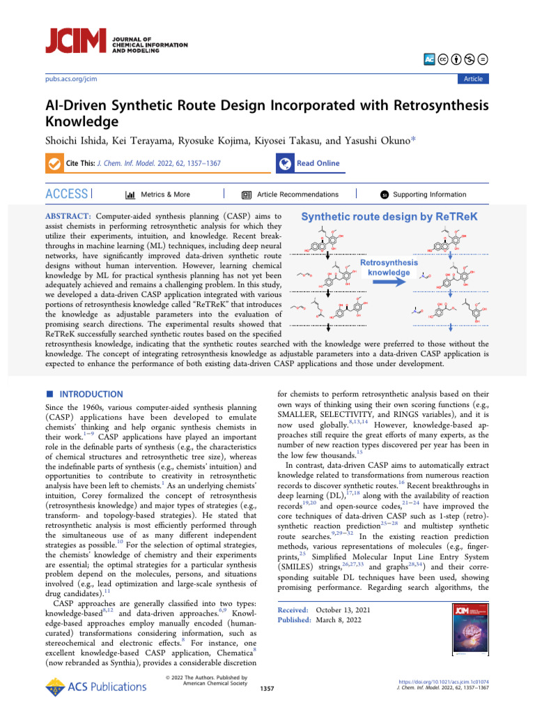 Ishida Et Al 2022 Ai Driven Synthetic Route Design Incorporated With Retrosynthesis Knowledge ...