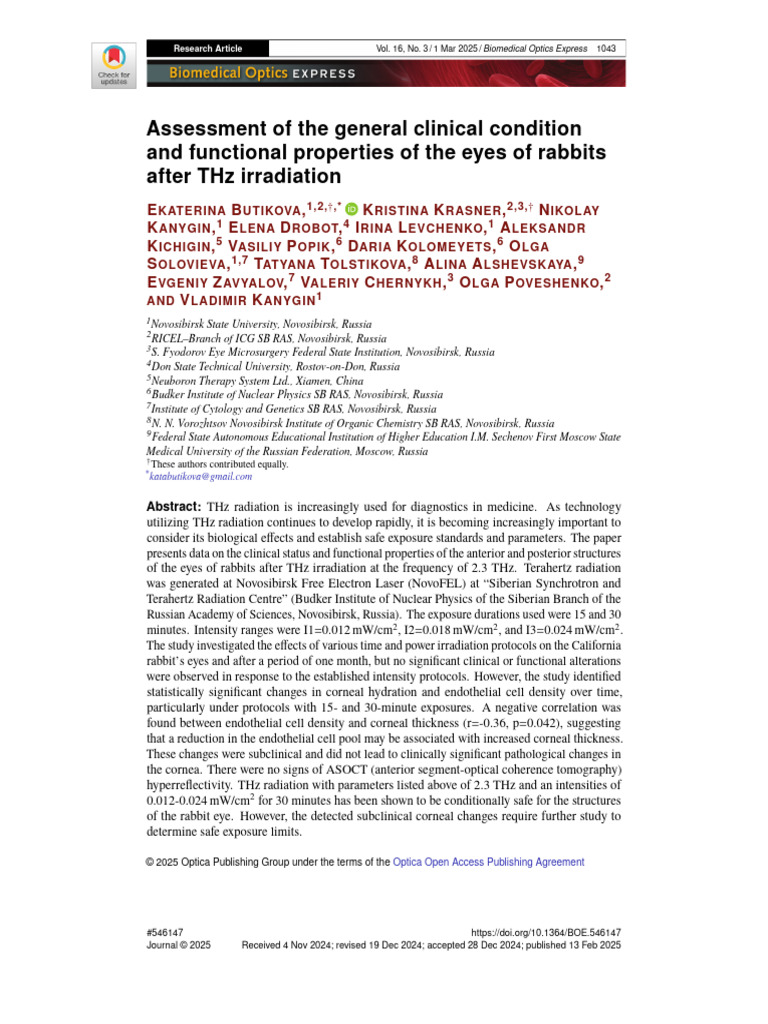 Assessment of The General Clinical Condition and Functional Properties ...