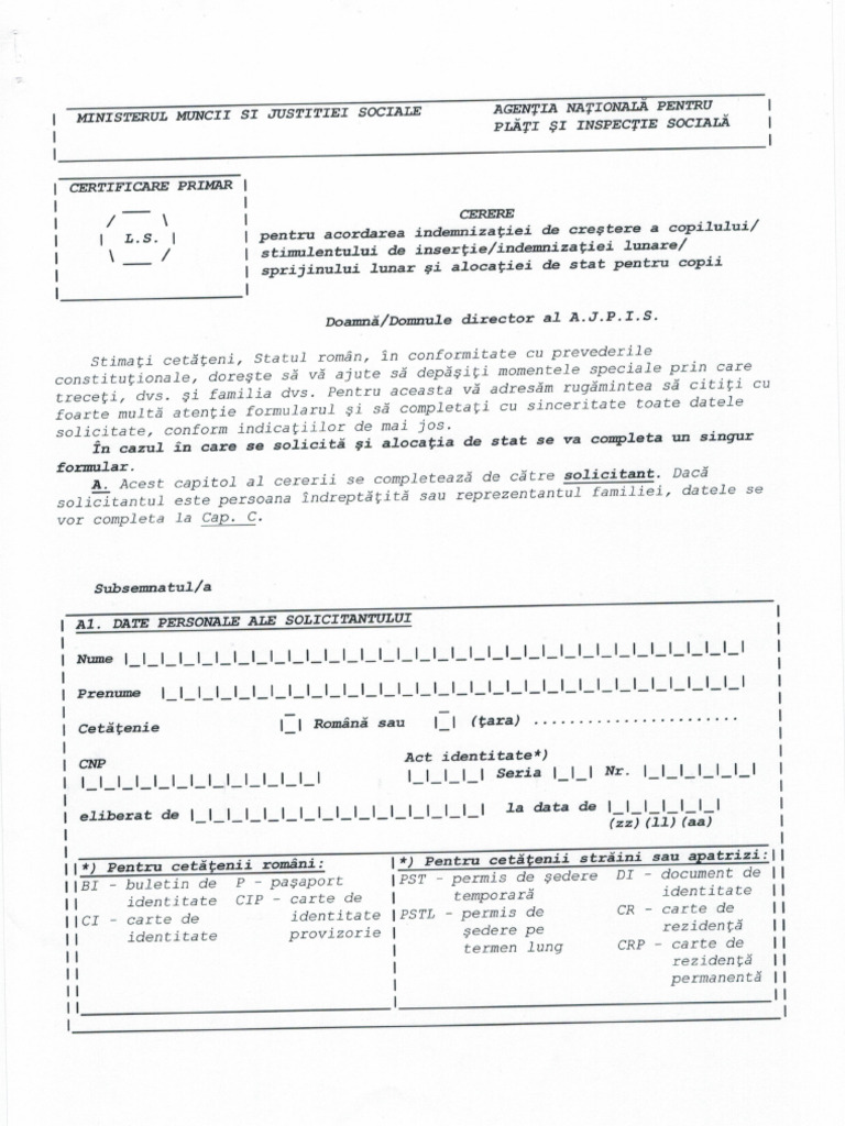 cerere-pentru-acordare-indemnizatie-crestere-copil-sau-stimulent-de-insertie | PDF