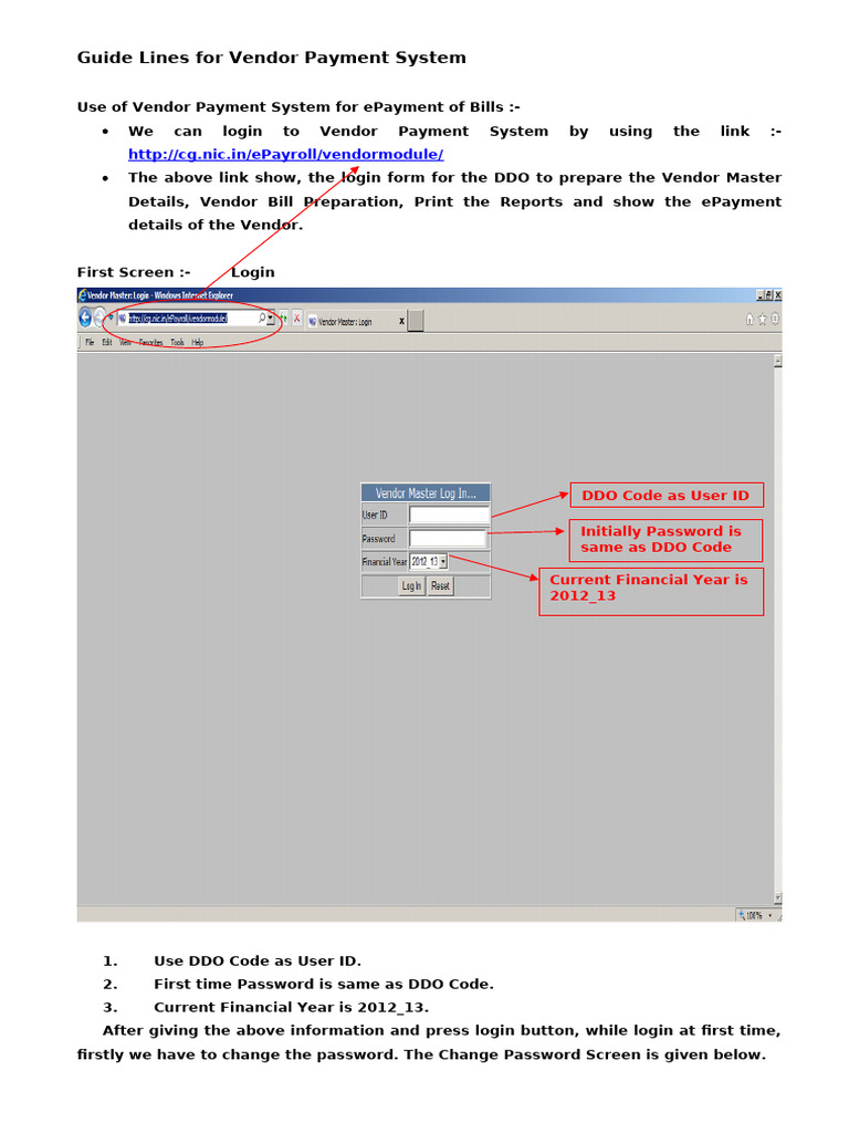GuideLine VendorPaymentSystem | PDF | Password | Computing
