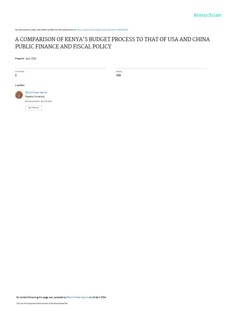 Kenya's Budget Process vs. USA & China | PDF | Paygo | United States ...