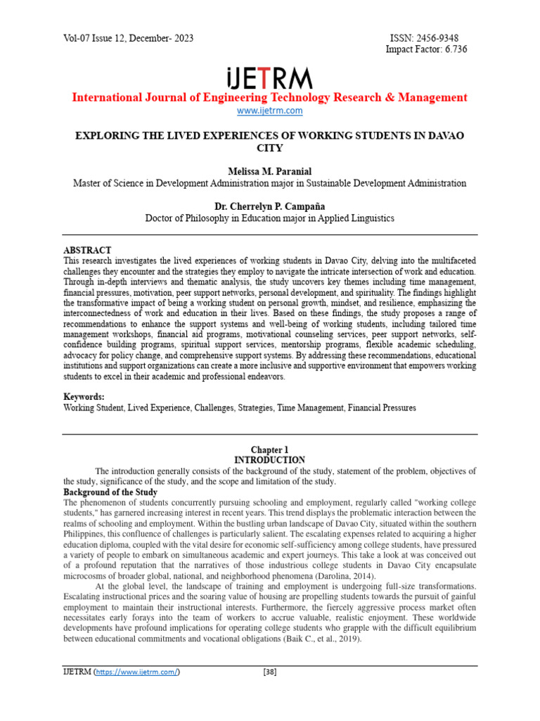 (RRL Research) Exploring The Lived Experiences of Worki | PDF ...