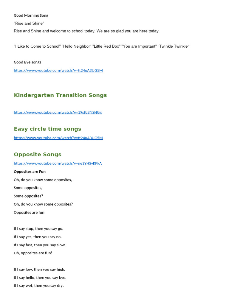 Links - A Lot of Different Songs Games and Ideas | PDF