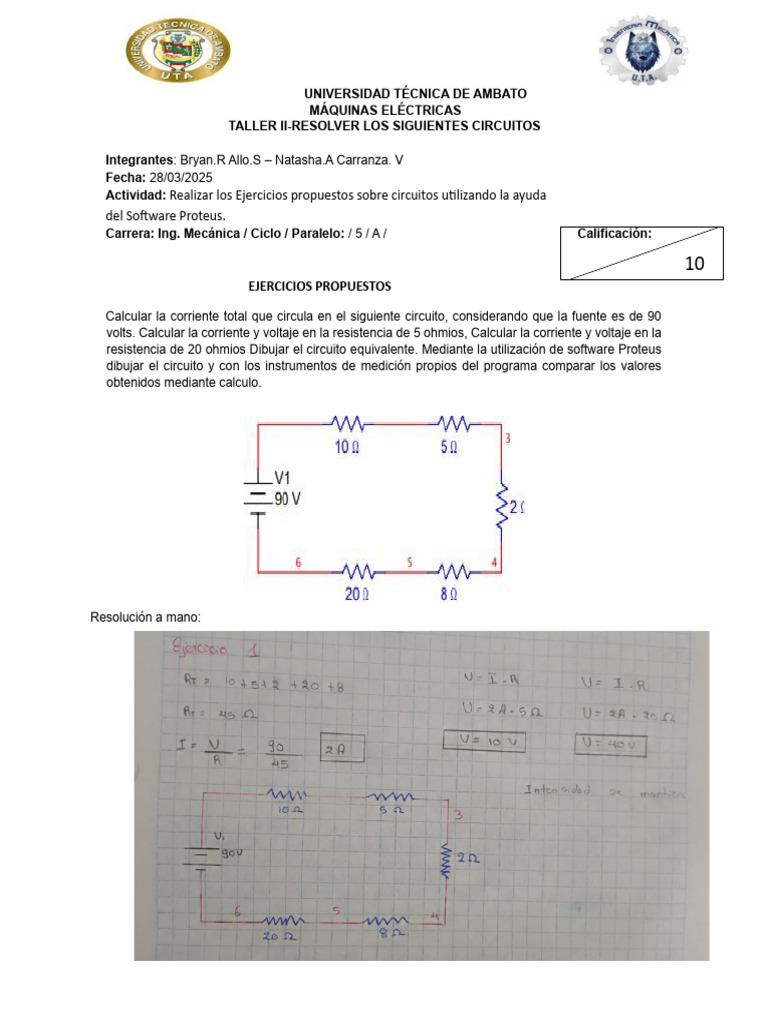 Ejercicios de Circuitos en Proteus | PDF | Corriente eléctrica | Red eléctrica