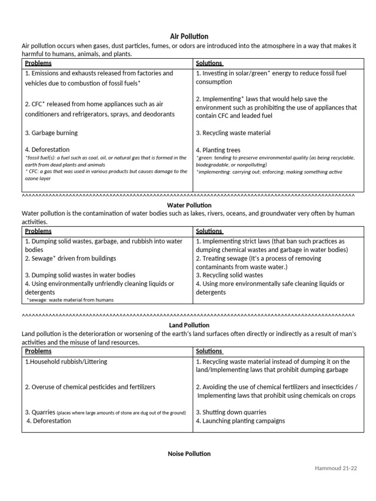 Pollution Problems and Solutions 2024 (Grade 10) - Attach | PDF ...