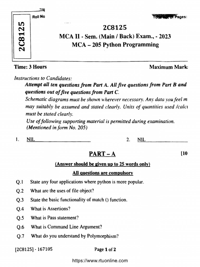 Mca 2 Sem Python Programming 2c8125 2023 | PDF | Control Flow | Python (Programming Language)