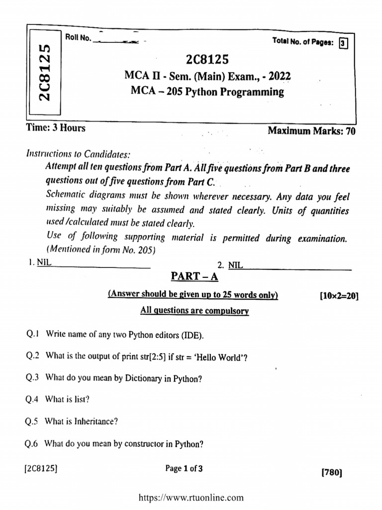 Mca 2 Sem Python Programming 2c8125 2023 | PDF | Python (Programming Language) | Computer Program