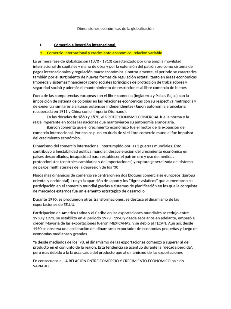 Dimensiones Económicas de La Globalización | PDF | Estándar dorado | Comercio