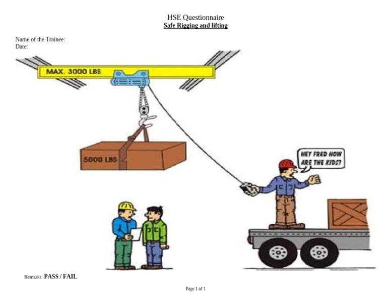 Questionnaire - Safe Rigging and Lifting | PDF