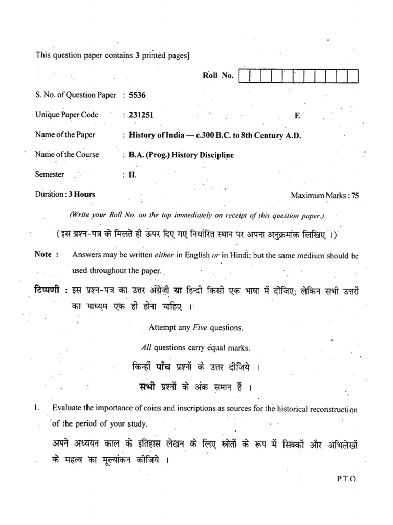 B.A (Prog) History Discipline) History of India c300 B.C. To Eighth ...