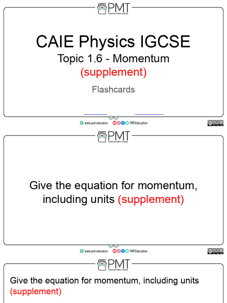 Flashcards - Topic 1.6 Momentum - CAIE Physics IGCSE | PDF