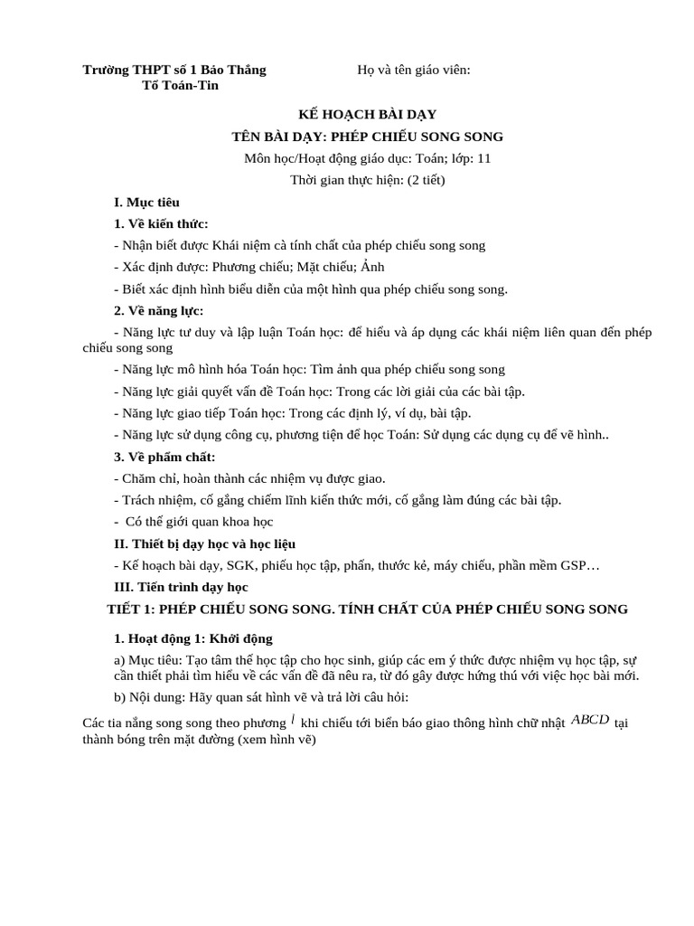 Bai 05 Phep Chieu Song Song 02 Tiet Thuy | PDF