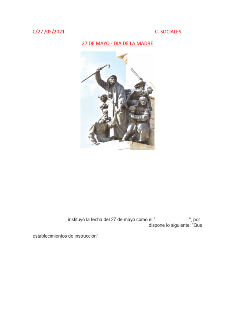 27-05-21 DIA DE LA MADRE Sociales | PDF