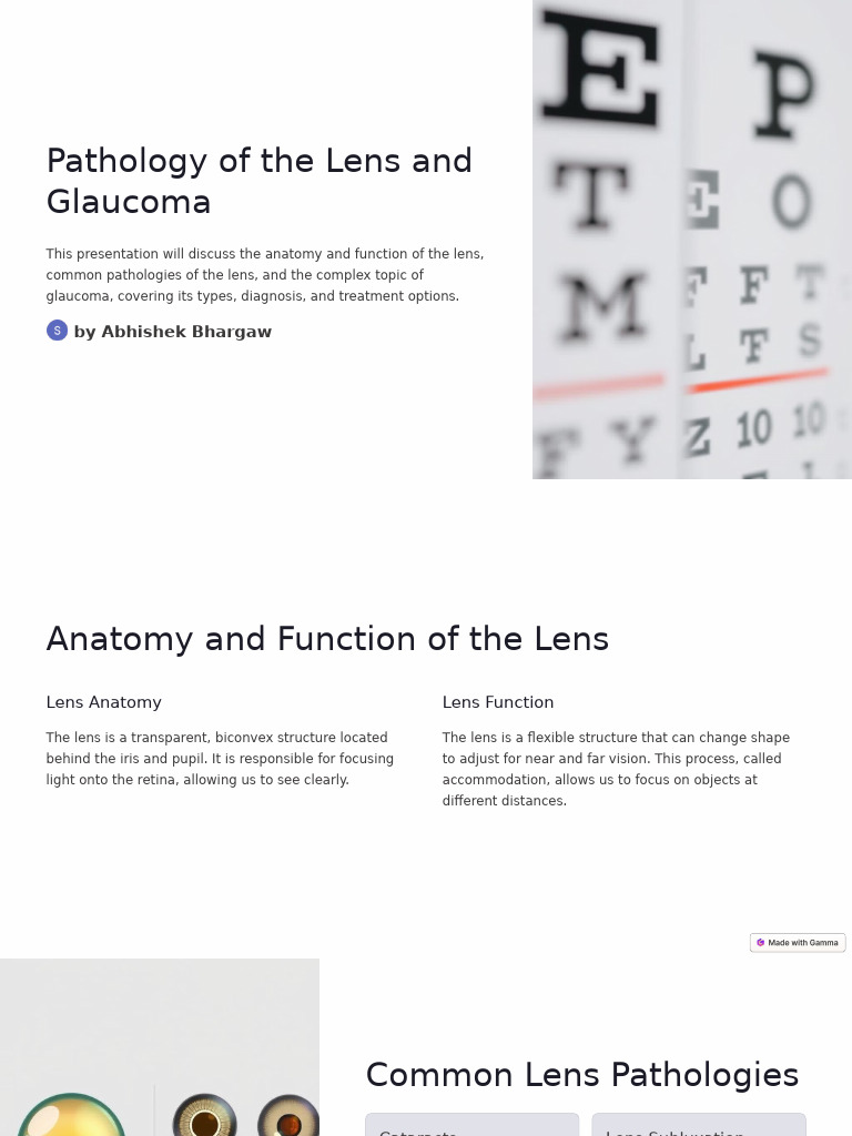 Lens Pathology and Glaucoma Overview | PDF | Glaucoma | Eye