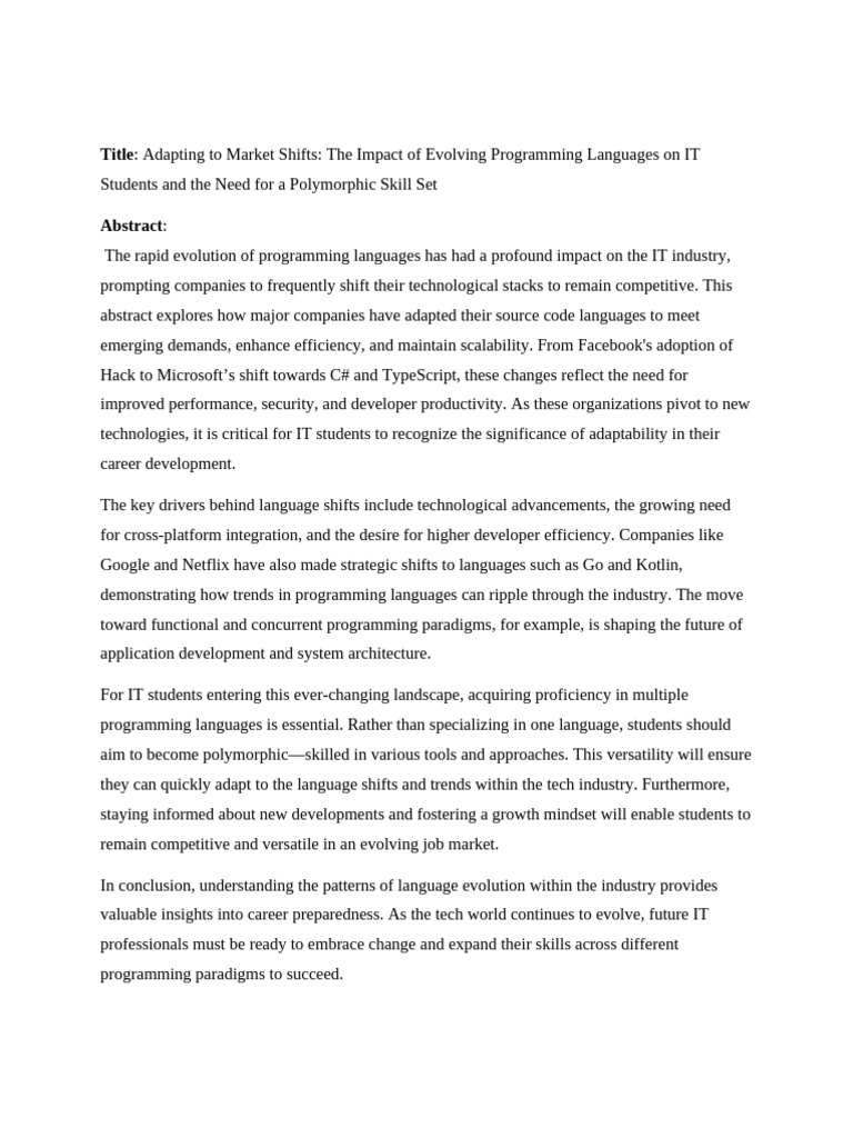 Evolving Programming Languages in IT | PDF