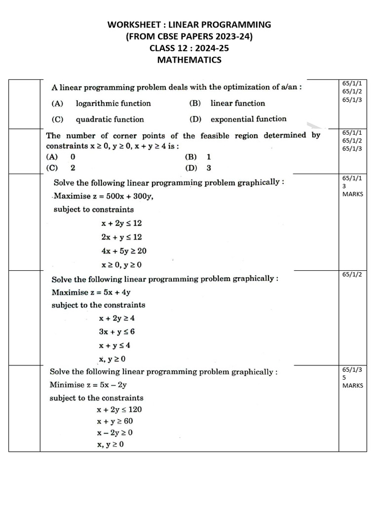 Xii Math CH12 Pyq (2023-24) | PDF