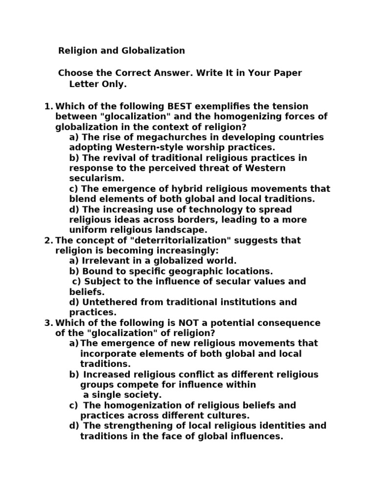 Religion's Role in Globalization Dynamics | PDF | Globalization ...