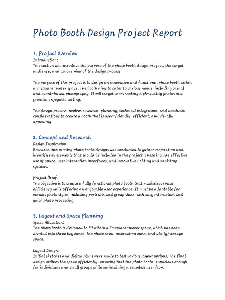 Photo Boooth Design Project Report | PDF | Prototype | Photograph