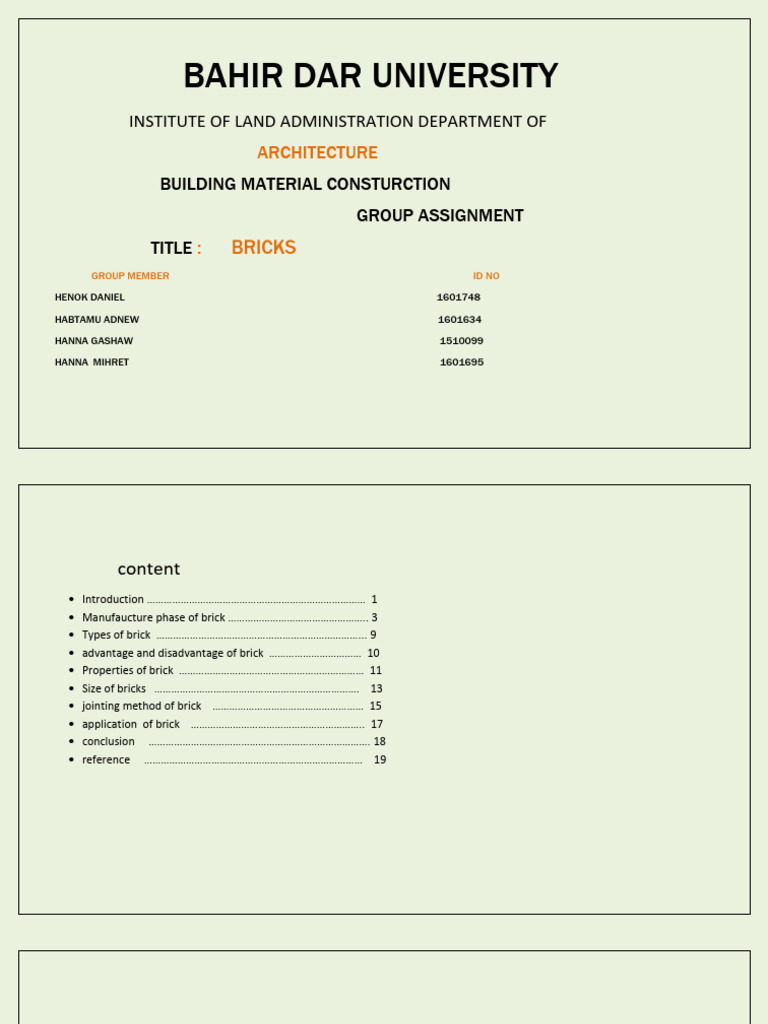 BMC Bricks Group 4 Assignment | PDF | Brick | Extrusion