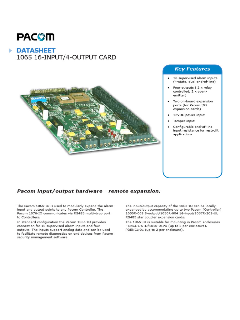PACOM - 1065 IO Module Datasheet | PDF | Computer Engineering | Electronics