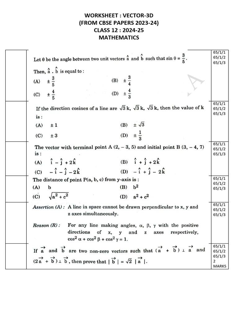 XII_MATH_CH10&11_PYQ(2023-24) | PDF | Secondary Education
