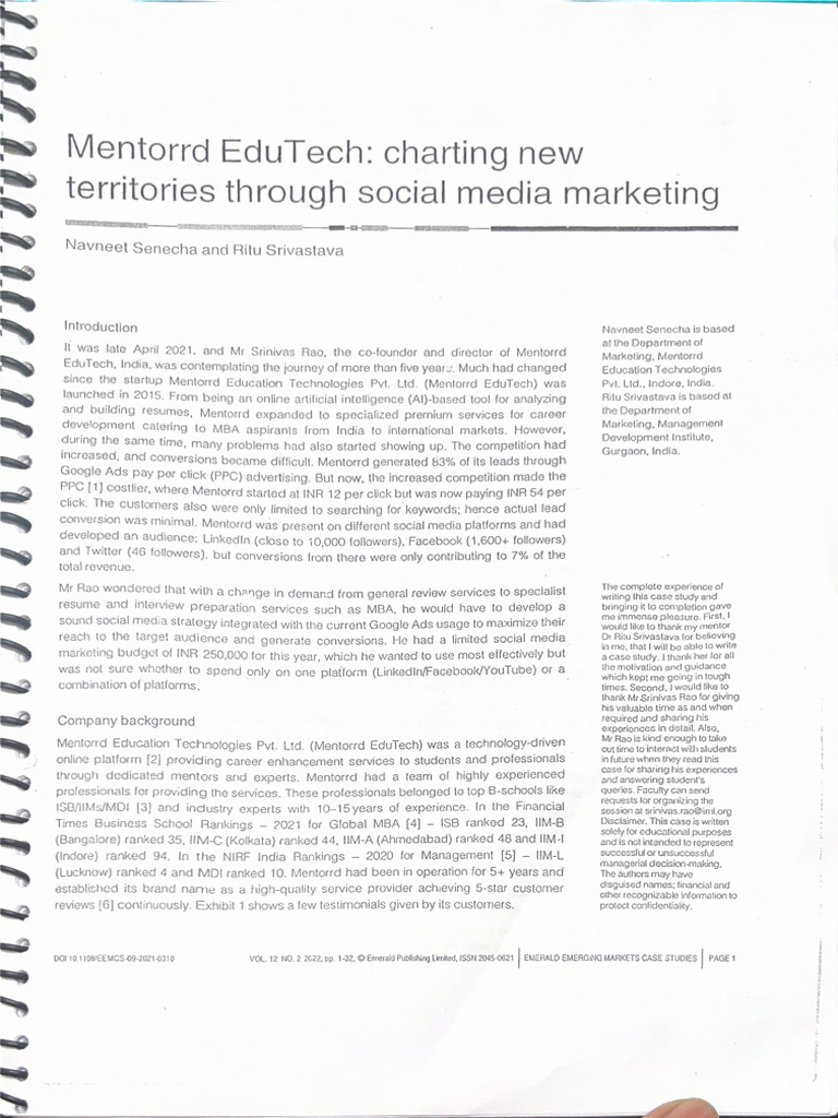 Mentorrd Edutech Case Study | PDF