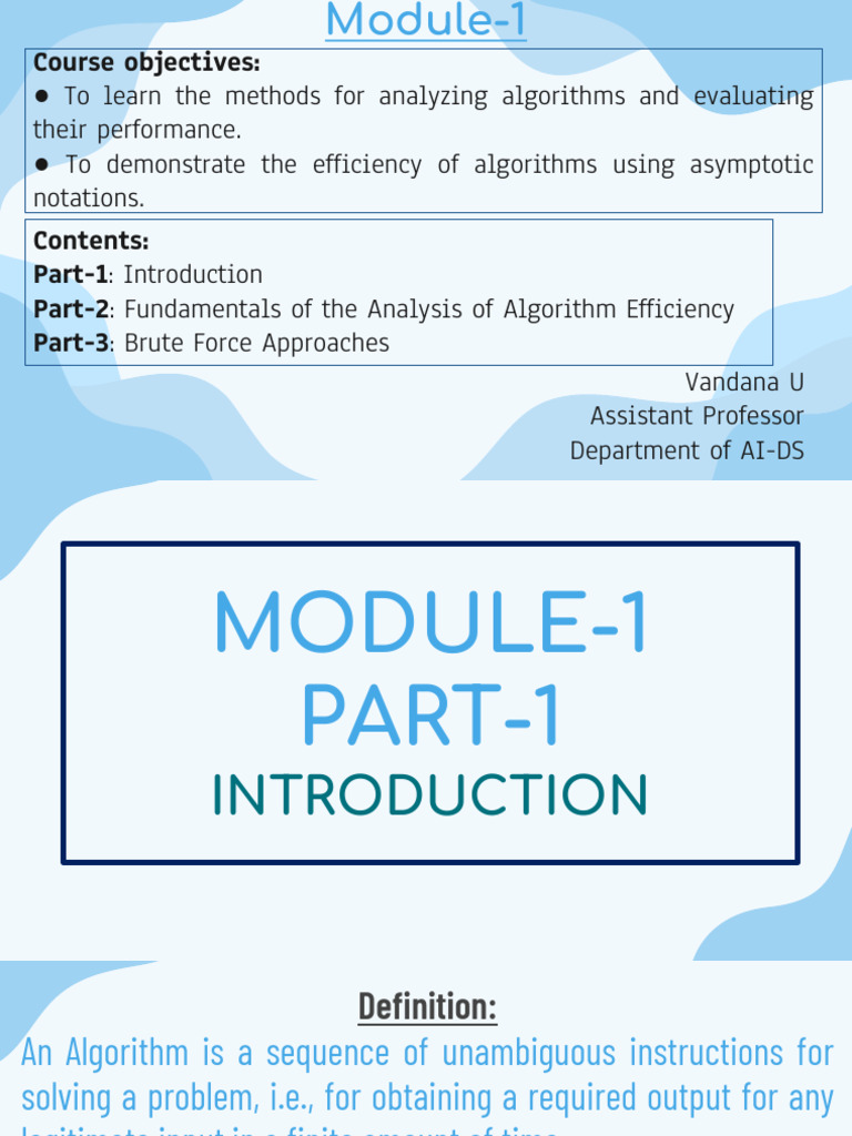 Module-1 Part-1 | PDF | Algorithms | Computer Science