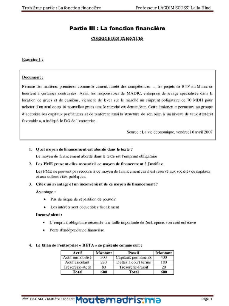 Exercices 2bac SGC Eco 03 | PDF
