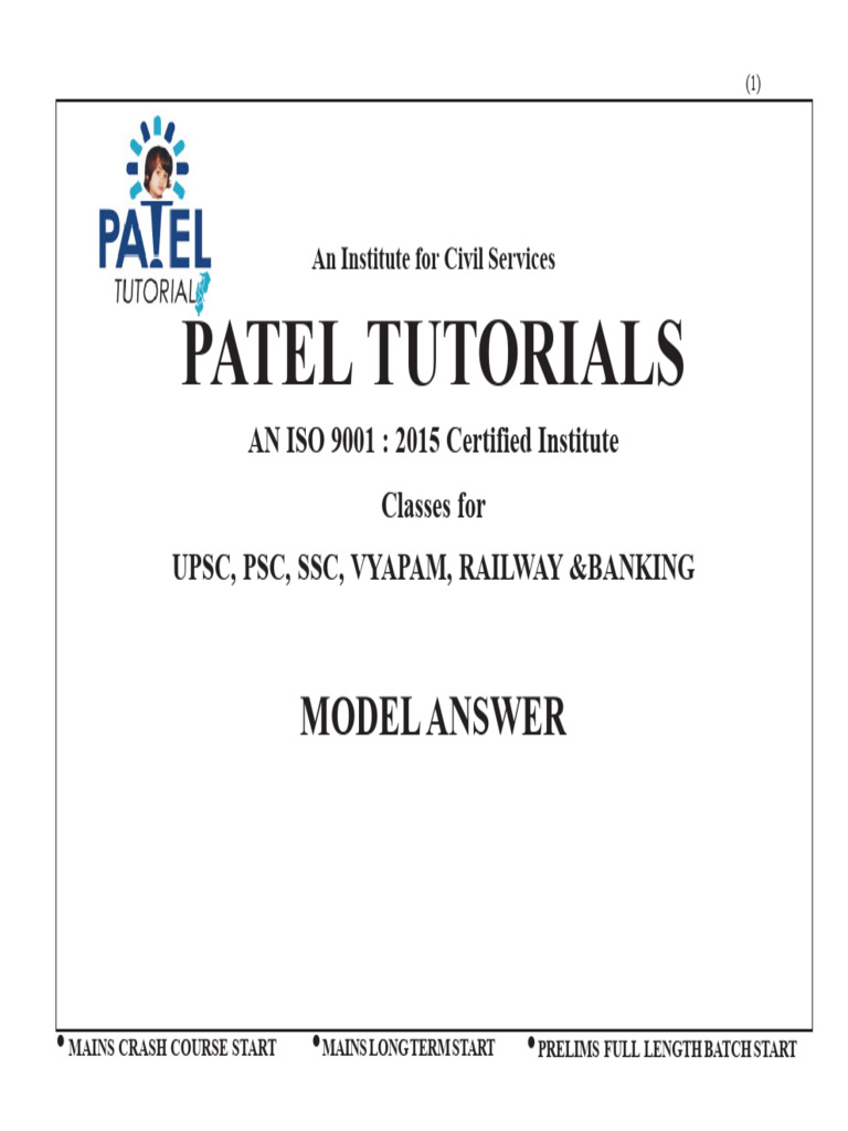 Patel Tutorial Indian History Model Ans Hindi 01-03-2022 | PDF