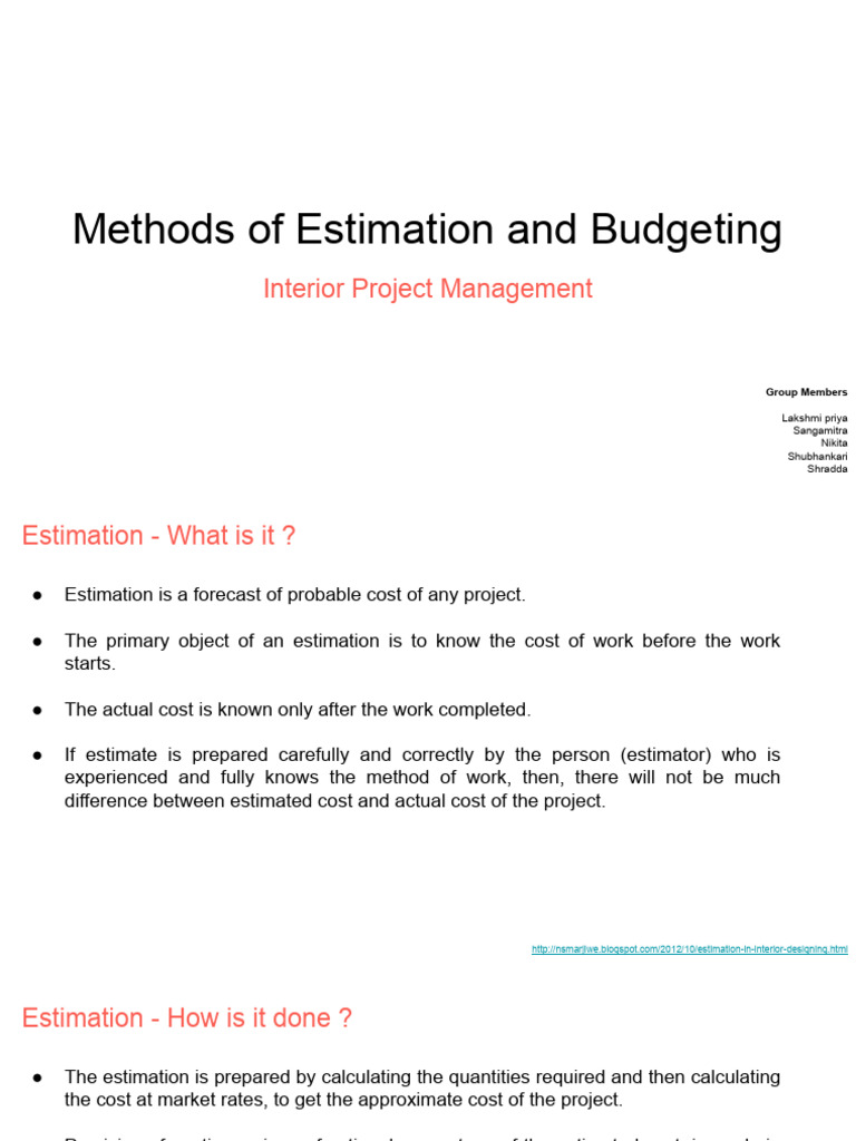 IPM - Methods of Estimation & Costing - GRP | PDF | Budget | Length