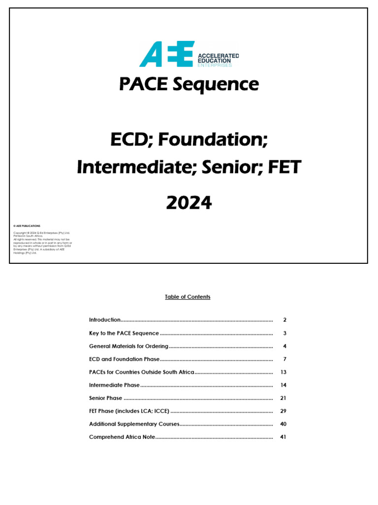AEE SA PACE Sequence 2024 5 | PDF | Curriculum | Learning