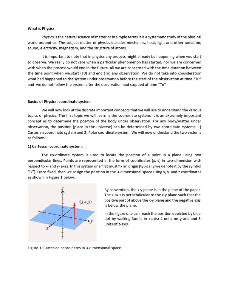Basics of Physics 1 - Coordinate Systemsi | PDF | Cartesian Coordinate ...