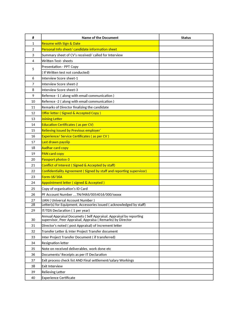 HR Template Sheet | PDF