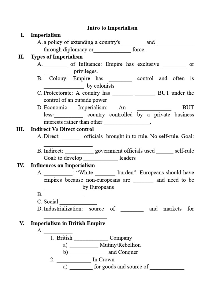 Student - Imperialism Intro Notes | PDF