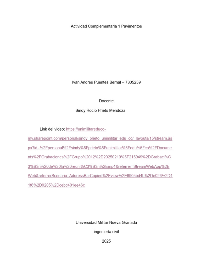 Actividad Complementaria 1 Pavimentos | PDF | Transporte