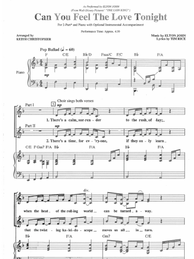 Can You Feel The Love Tonight | PDF