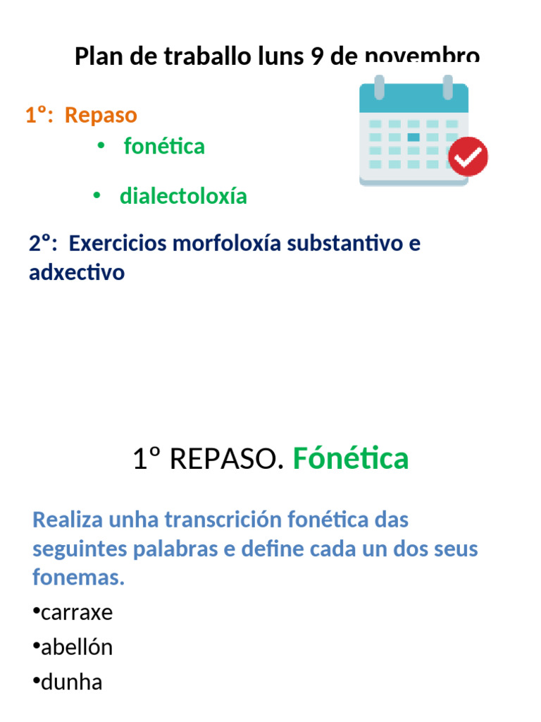 Repaso e Morfoloxía Substantivo Adxectivo | PDF